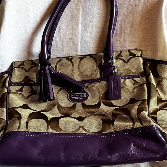 Coach | Bags | Coach Purple And Gold Signature Tote Bag | Poshmark